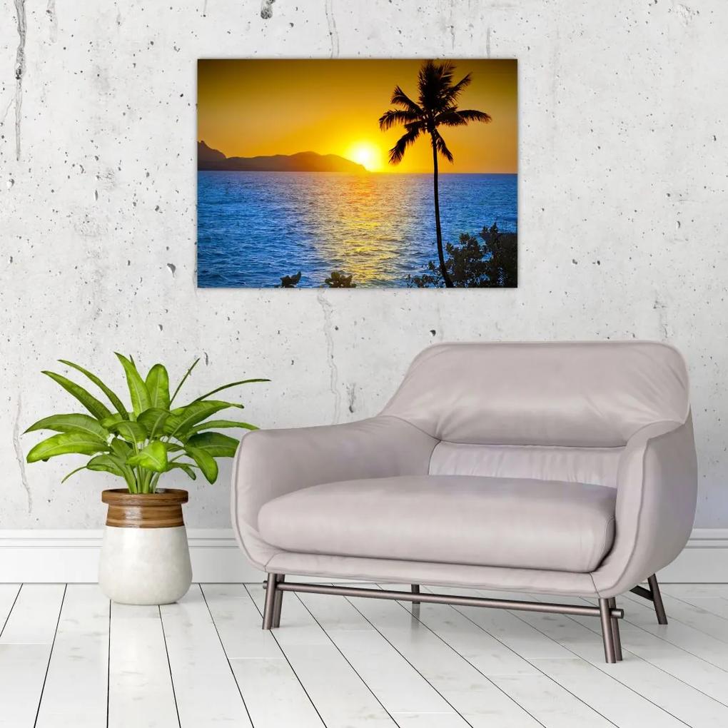 Skleněný obraz - Západ slunce nad mořem (70x50 cm)