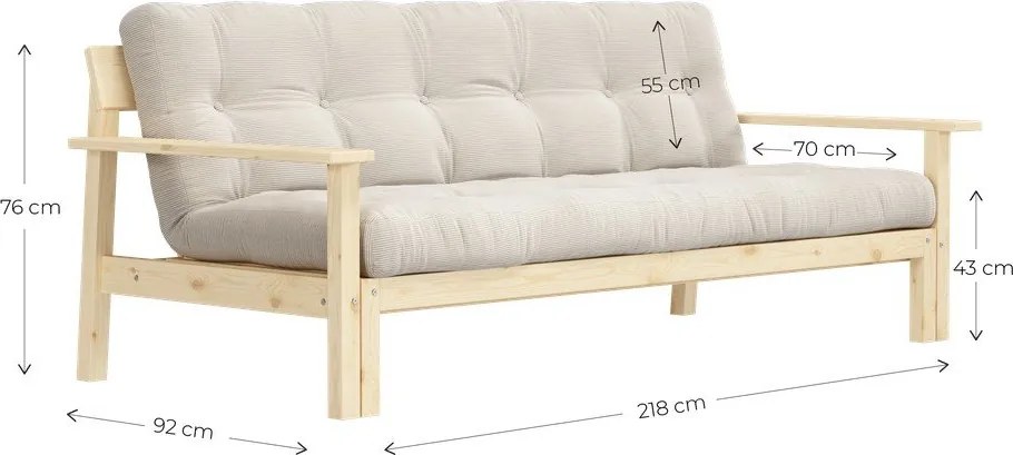 Manšestrová rozkládací pohovka v hořčicové barvě 218 cm Unwind – Karup Design