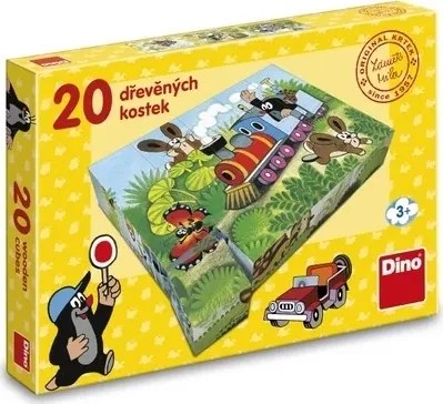 Dino Dřevěné obrázkové kostky Krtek a doprava 20 kostky