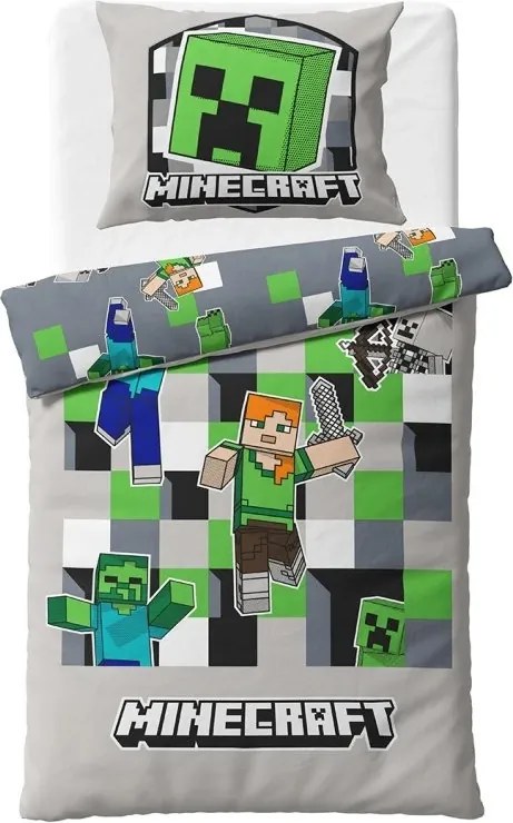 Carbotex Dětské povlečení Minecraft Objev svůj svět 140x200 + 70x90 cm