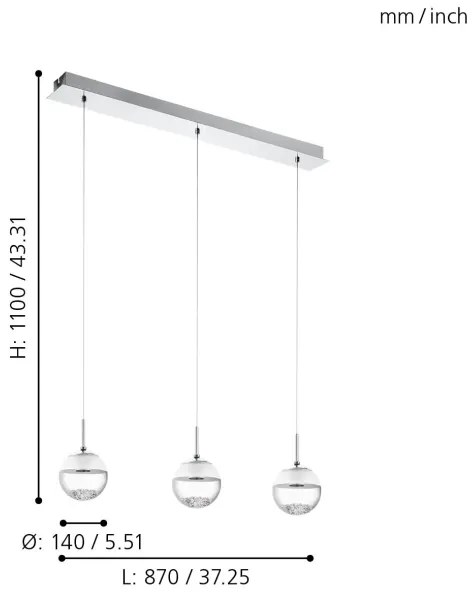 Eglo 93784 - LED Závěsné svítidlo MONTEFIO 1 3xLED/5W/230V