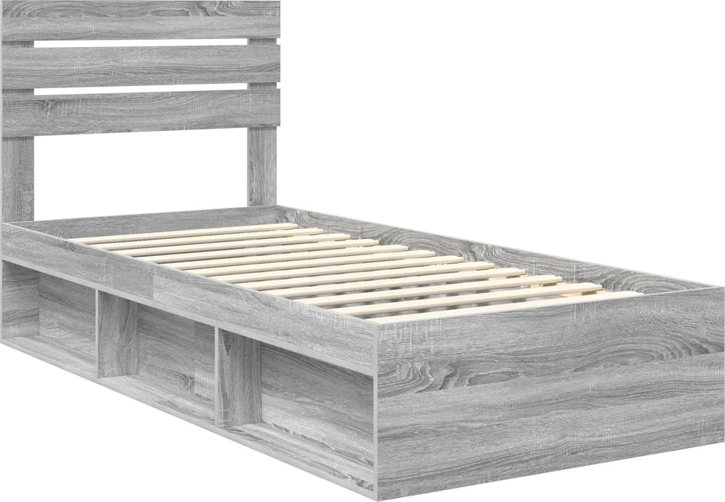 Rám postele s čelo Šedá Sonoma 90 x 190 cm Masivní borové dřevo 3411468
