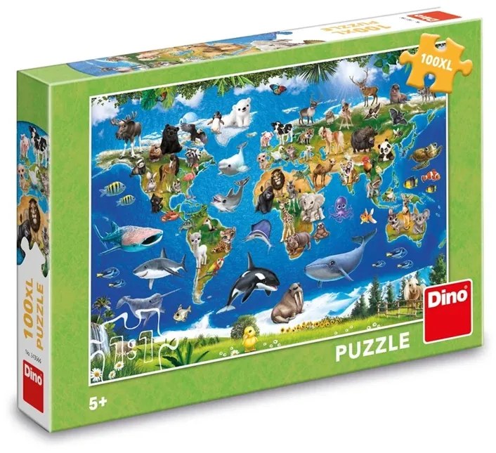 Dino Puzzle Mapa zvířat 100 XL dílků
