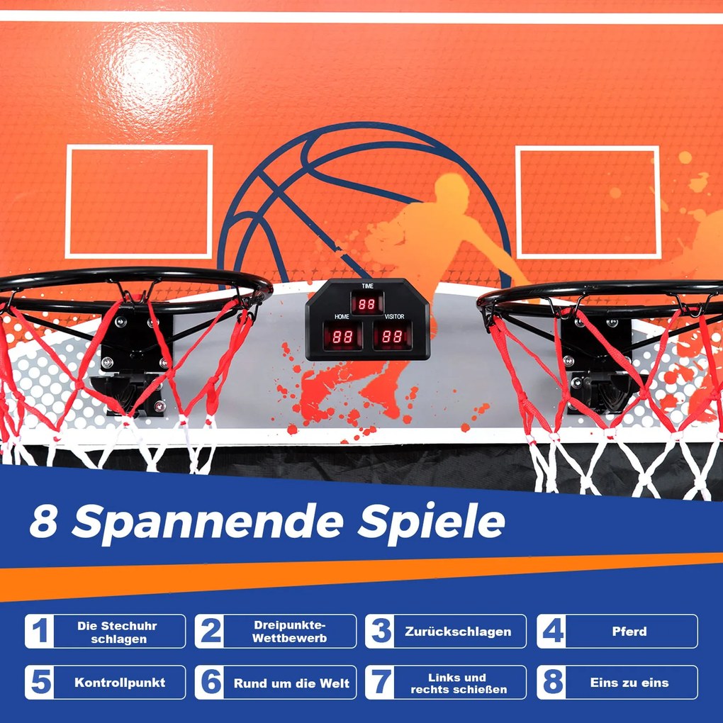 Costway Skládací arkádová basketbalová hra dětský basketbalový koš s 8