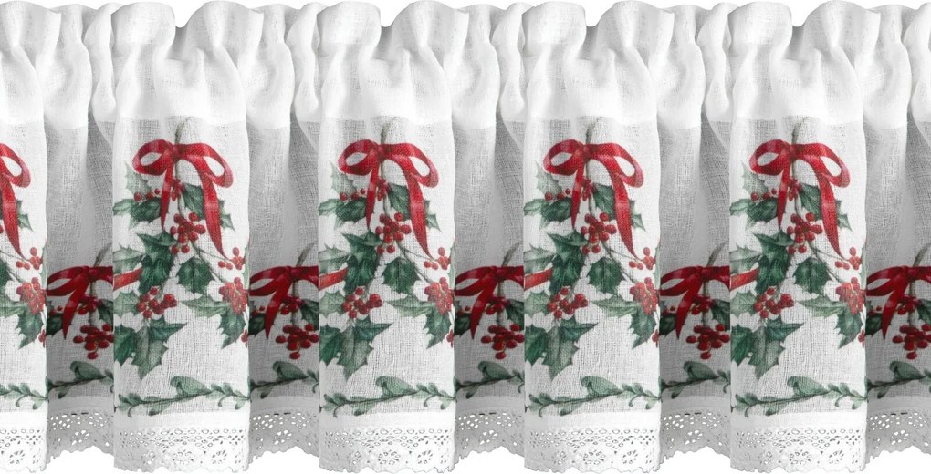 KRÁTKÁ VÁNOČNÍ ZÁCLONA NA PÁSCE XMAS7 150X30 CM VZOROVANÁ