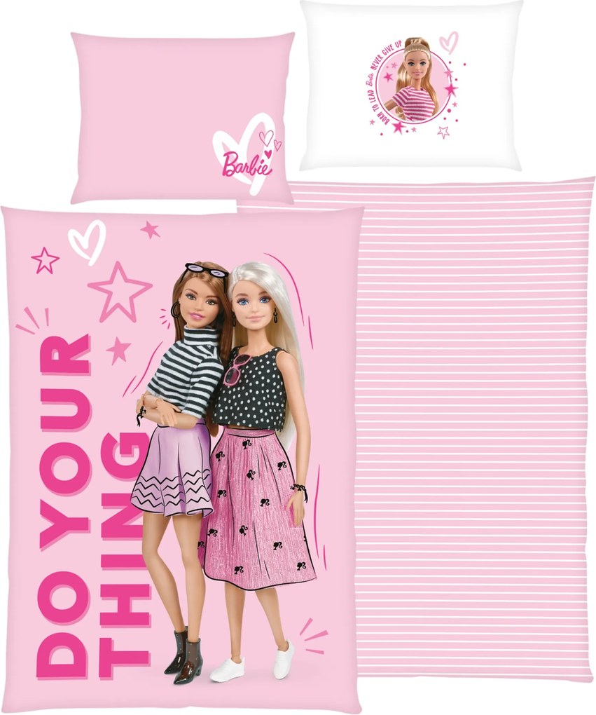 Barbie Dětské ložní povlečení Renforcé, 140 x 200 cm, 70 x 90 cm (světle růžová)