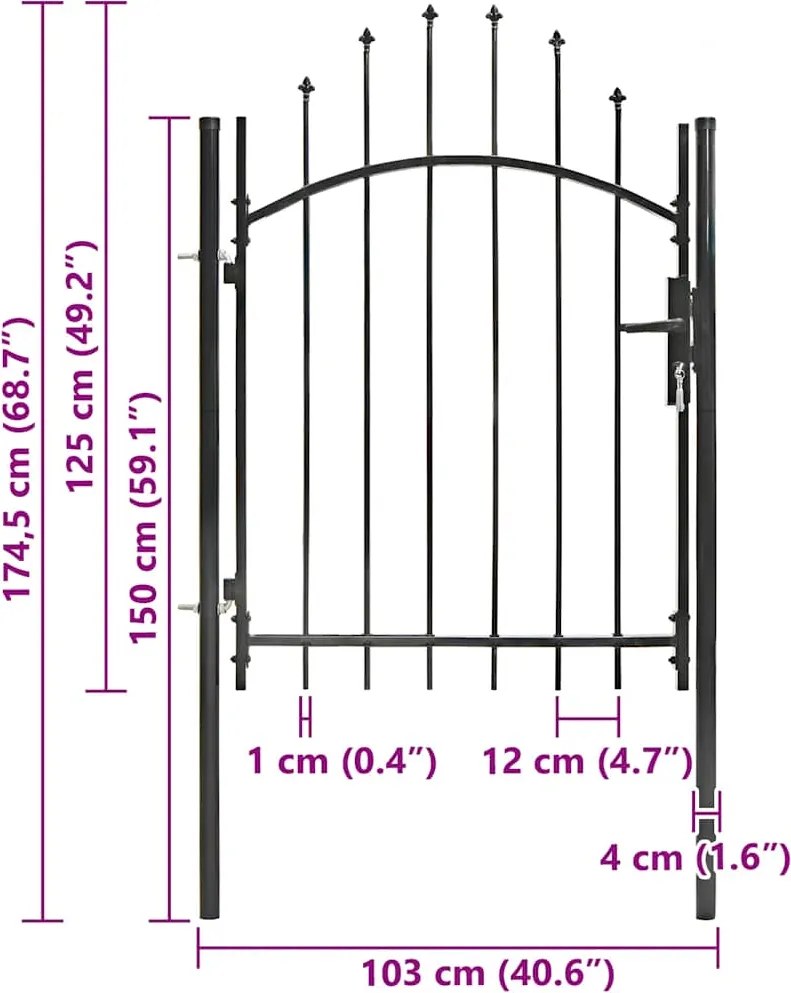 Zahradní brána Woerden ocel 1x1,25 m Černá 143059