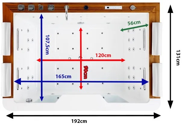 BPS-koupelny Hydromasážní vana HYD-ZE934 192x131 s ohřevem vody