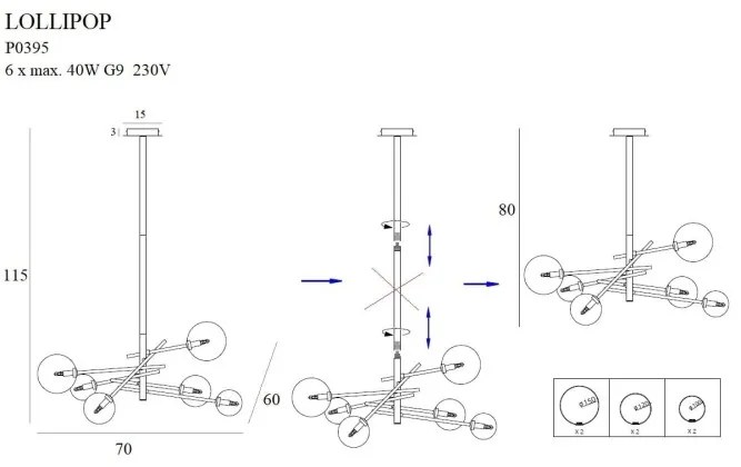 Maxlight P0395 Závěsné svítidlo LOLLIPOP černé + čiré sklo