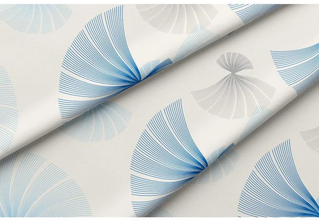 Ubrus teflonový béžový s modrými vějíři Rozměry: 120x120, Tvar: Čtverec