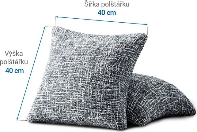 Bielastické potahy GRAFITI NOVÉ antracit povlaky na polštářky 2 ks (40 x 40 cm)