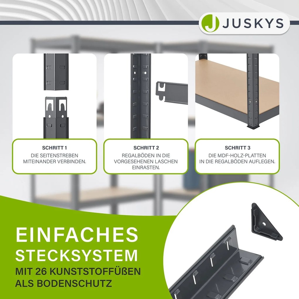 Juskys Sada tří kovových regálů Corner a Basic Barva: stříbrná