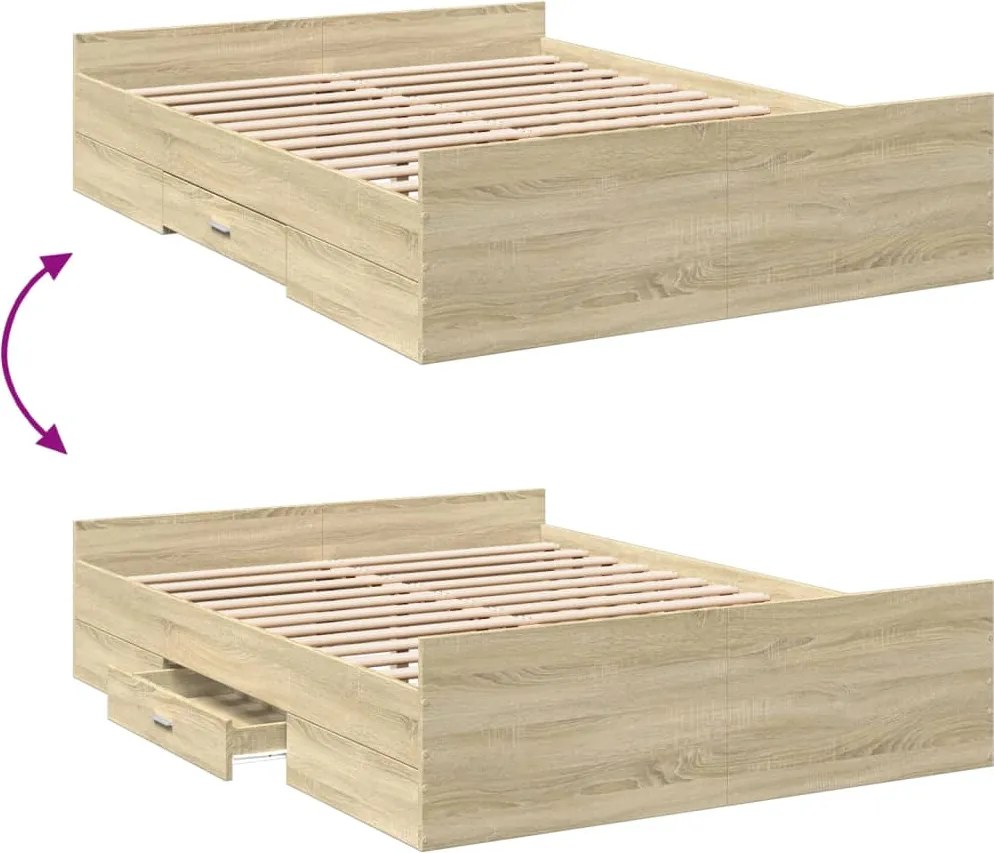 Rám postele se zásuvkami dub sonoma 120x190 cm kompozitní dřevo 3280323