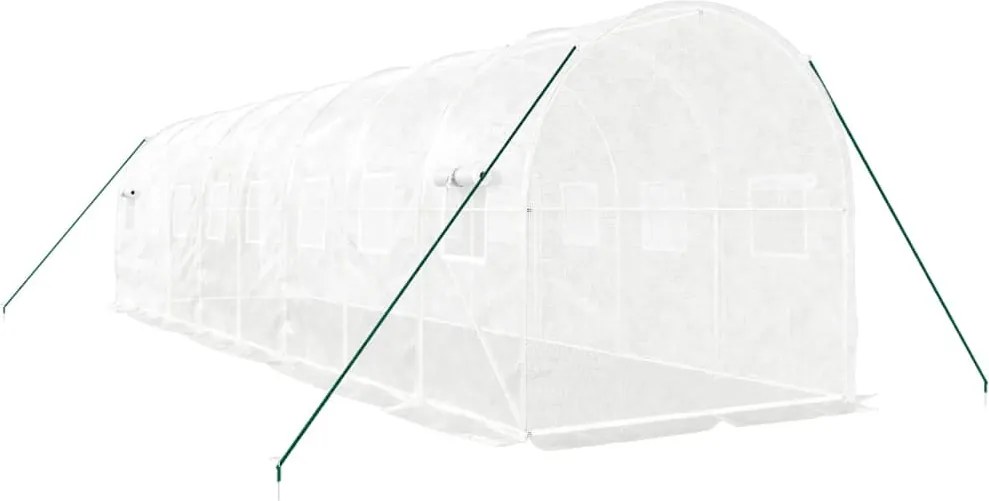 Skleník s ocelovým rámem bílý 16 m² 8 x 2 x 2 m 3188030