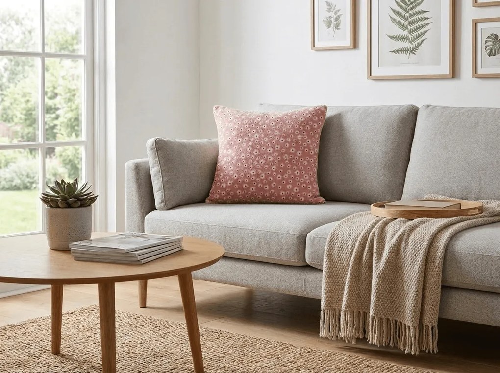 Oboustranný povlak na polštářek DUO SENSE DAISELLE 45x45 cm mikroplyš/flanel, růžový