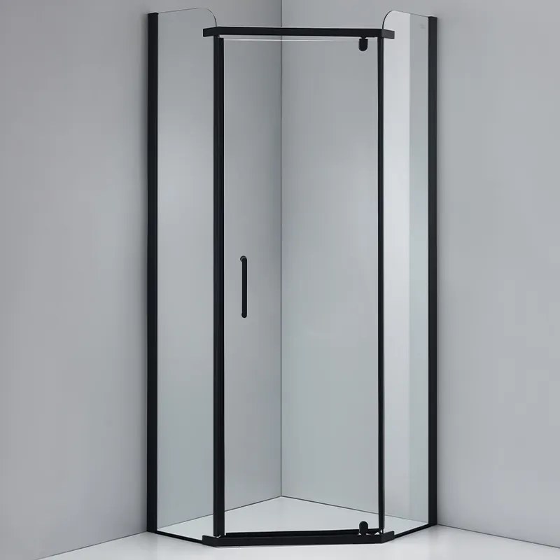 BPS-koupelny Pětiúhelníkový sprchový kout HYD-PK91A 80x80 černá/transparent - bez vaničky