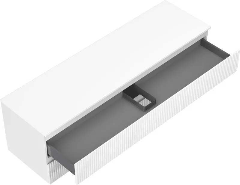Mexen Rivel koupelnová skříňka pod umyvadlo 160 cm s deskou, 2 zásuvky, rýhovaná, bílá mat - 91A20-16047-2-BFFC01