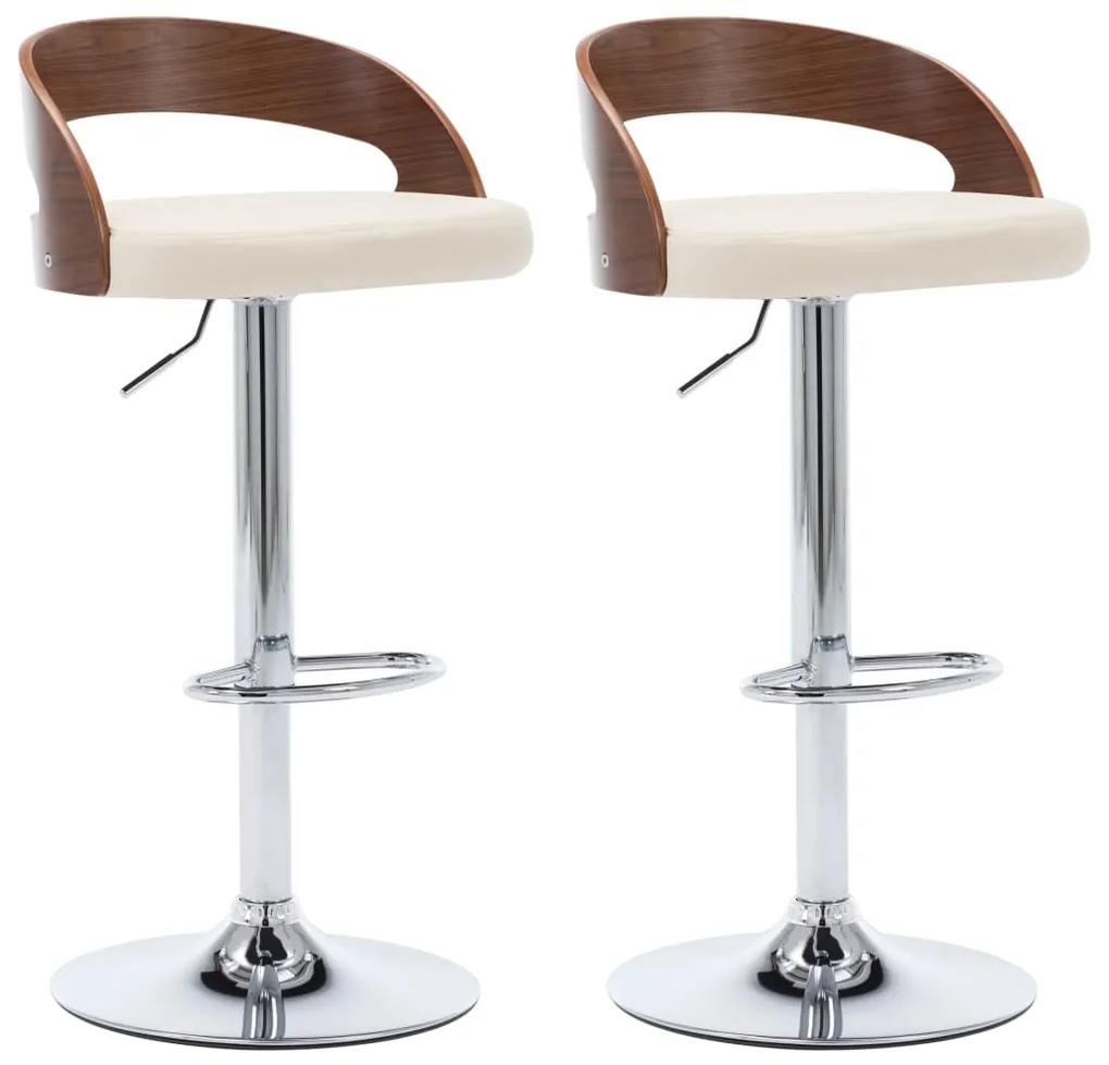 283145 vidaXL Barové židle 2 ks krémové umělá kůže a ohýbané dřevo | BIANO