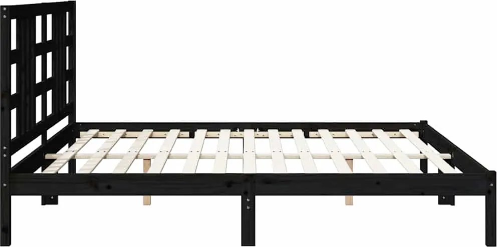 Rám postele černý masivní dřevo 200 x 200 cm 3105429