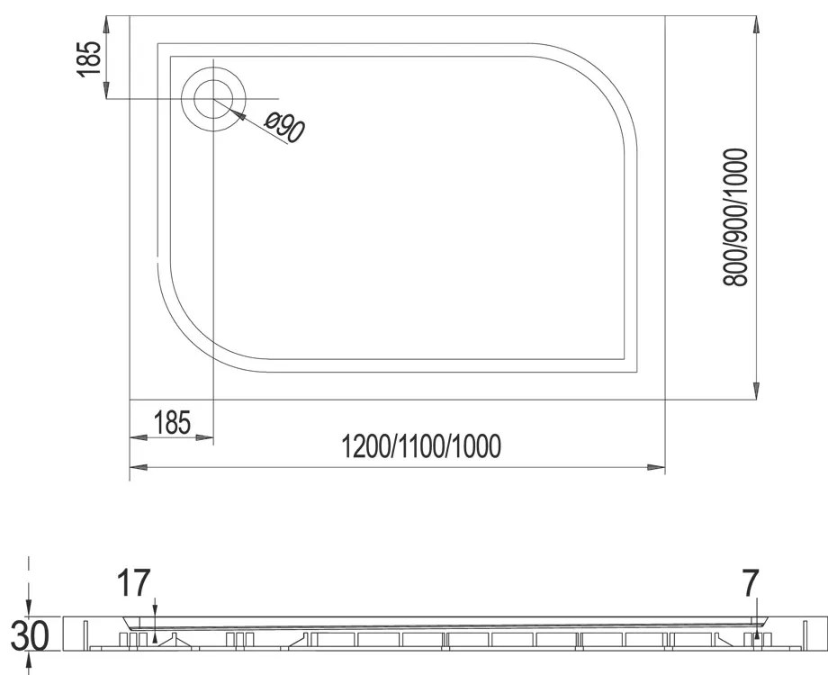 Mereo Obdélníková sprchová vanička, bez nožiček, litý mramor 1200 x 800 mm