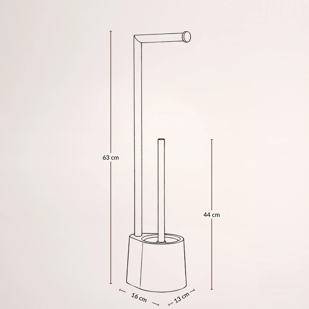 Stojan na toaletní papír a WC štětku STILK, bílý, 63 cm