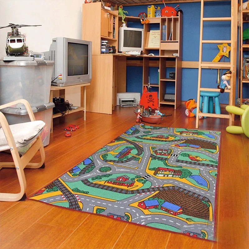 Associated Weavers, Dětský kusový koberec silnice Play Time, 95x133, vícebarevná, dětský pokoj
