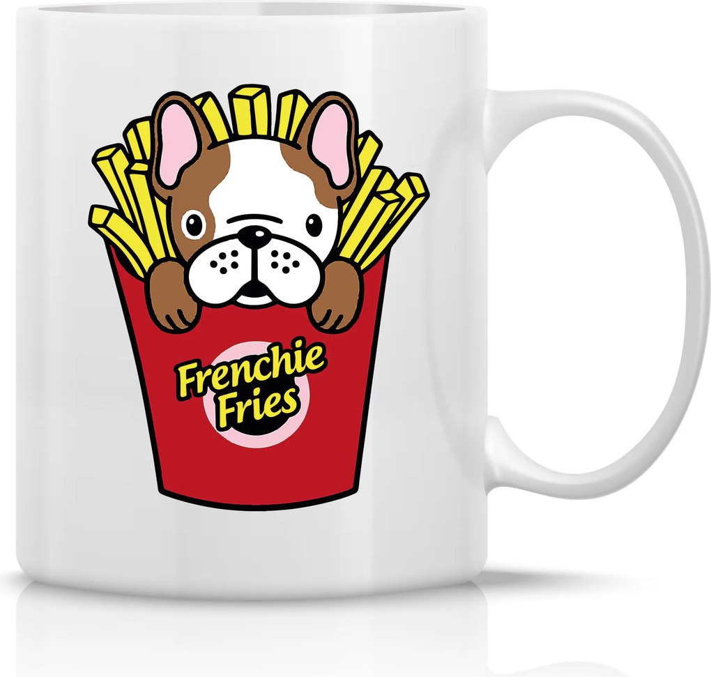 FRENCHIE FRIES - klasický bílý keramický hrníček 300 ml