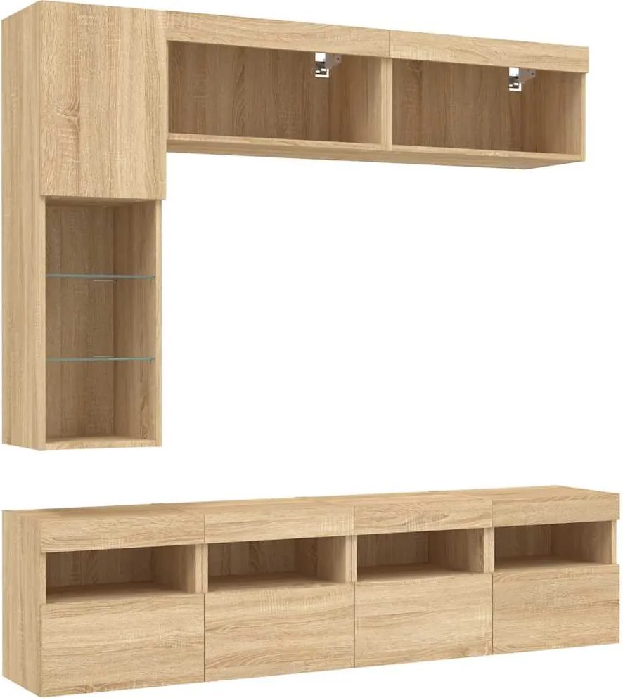 7dílná obývací stěna s LED osvětlením dub sonoma 3216759
