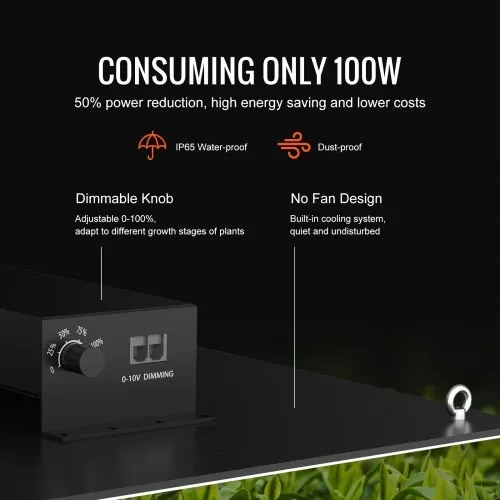 LED pěstební světlo, 300 W celospektrální stmívatelné