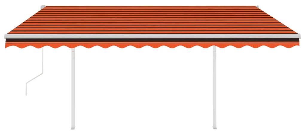 Automatická zatahovací markýza se sloupky 4,5x3 m oranžovohnědá,  3069970