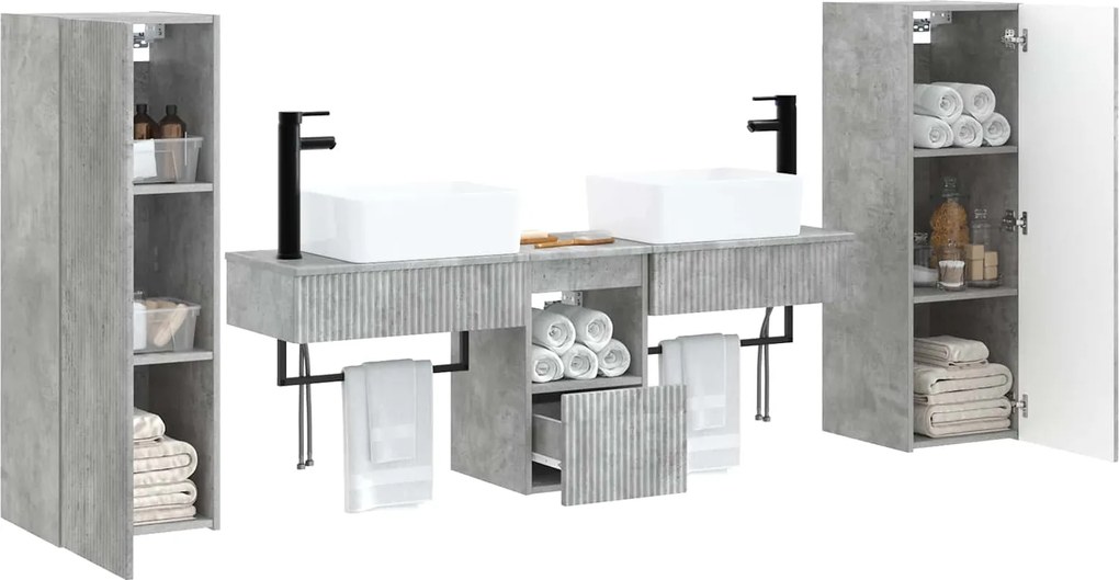 Sada koupelnového nábytku 5 ks Betonově šedá 33 x 34,5 x 100 cm 3405976