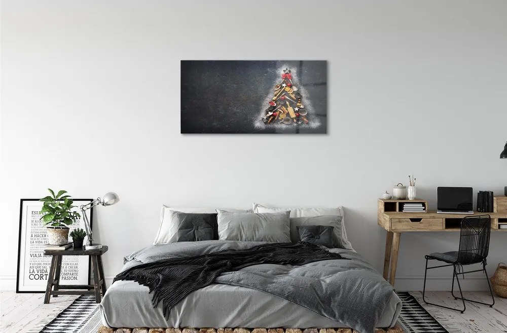 Obraz na skle Vánoční ozdoby 140x70 cm