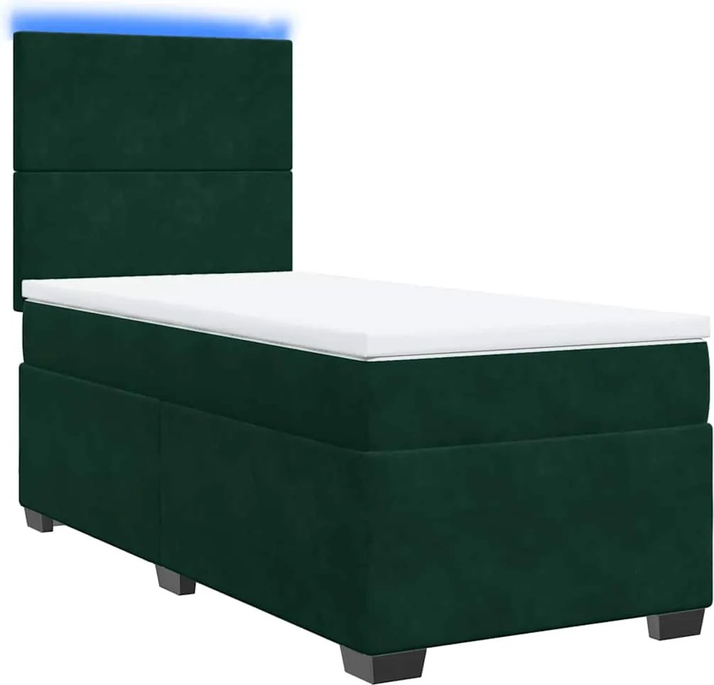 Box spring postel s matrací tmavě zelená 80 x 200 cm samet 3293059