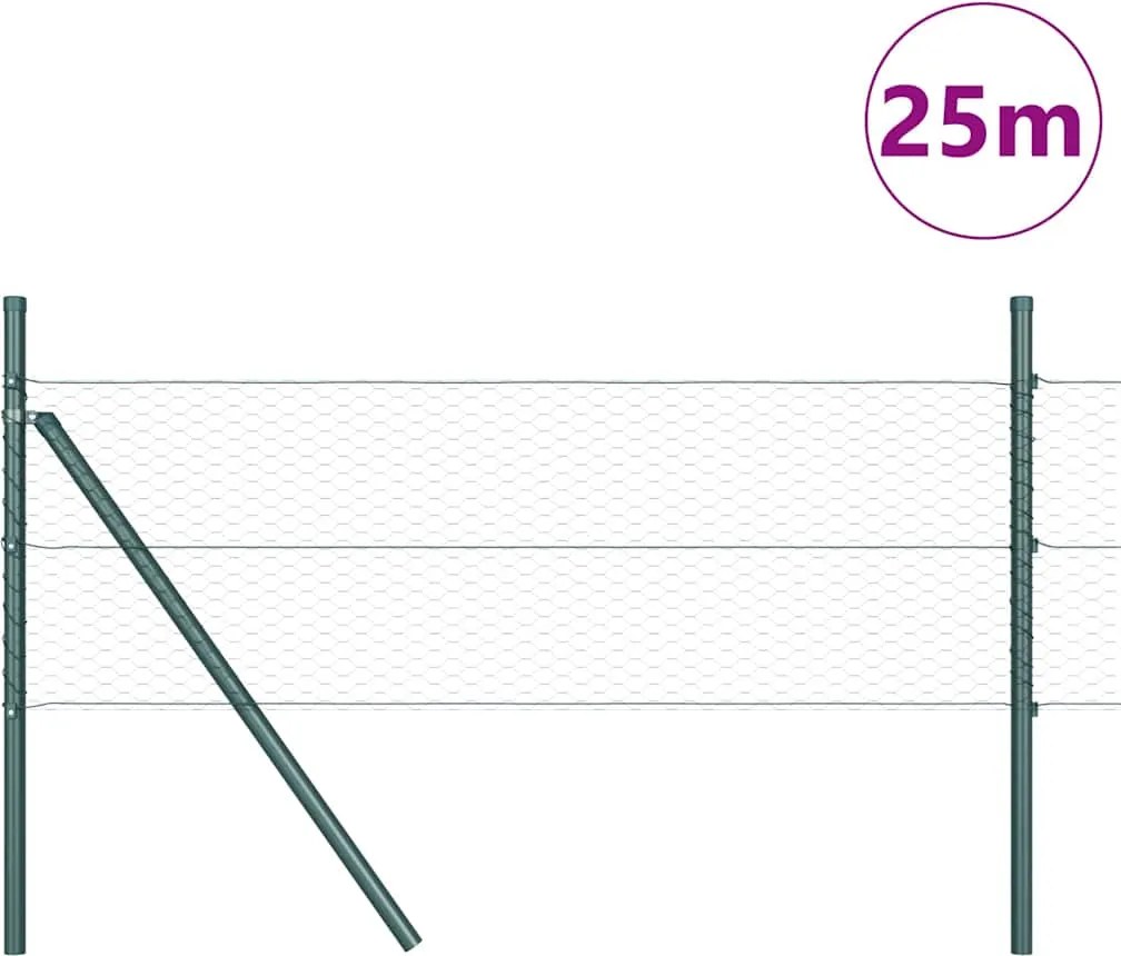Hexagonální kotvení plotu 25 x 0,4 m Ocel potažená PVC Zelená 3352657
