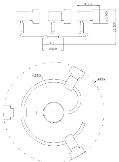 Globo 57917-3G - Bodové svítidlo  MASON 3xGU10/25W/230V černá/zlatá
