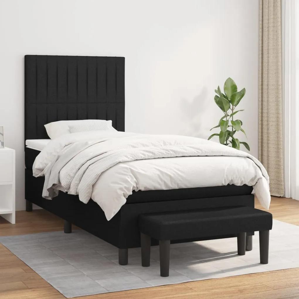 Box spring postel s matrací černá 100 x 200 cm textil,  3136735
