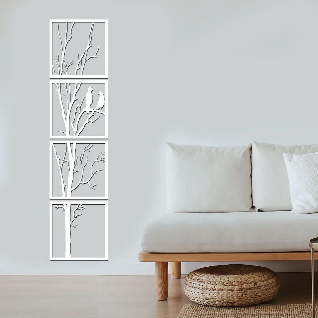 dřevo života 4dílný dřevěný obraz PTAČÍ STROM Barevný vzor: Světlý dub, Rozměry (cm): 80x320