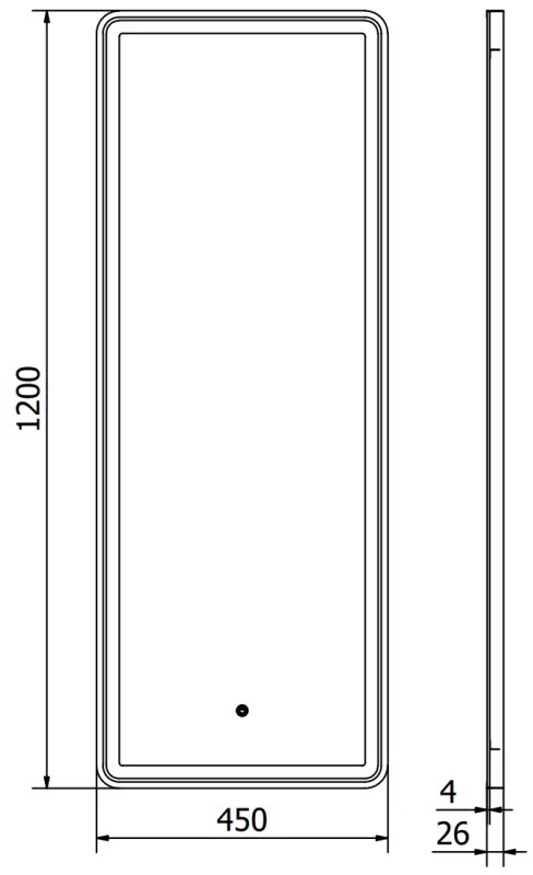 Mexen Coro, LED koupelnové zrcadlo s podsvícením a černým rámem 45x120 cm, 6000K, ochrana proti zamlžování, 9817-045-120-611-70