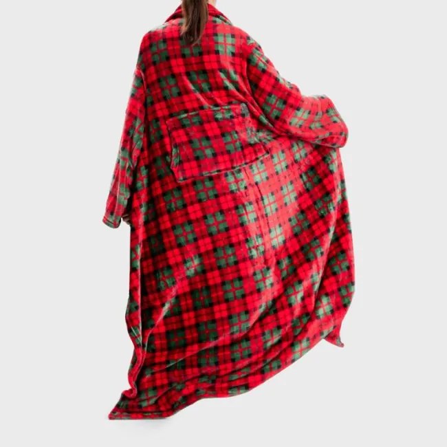 Deka TARTAN s rukávy, červená / zelená 750922