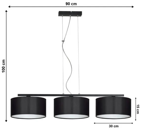 Lustr na lanku ASTRA 3xE27/60W/230V černá