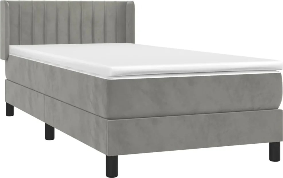 Box spring postel s matrací světle šedá 100x200 cm samet 3131063