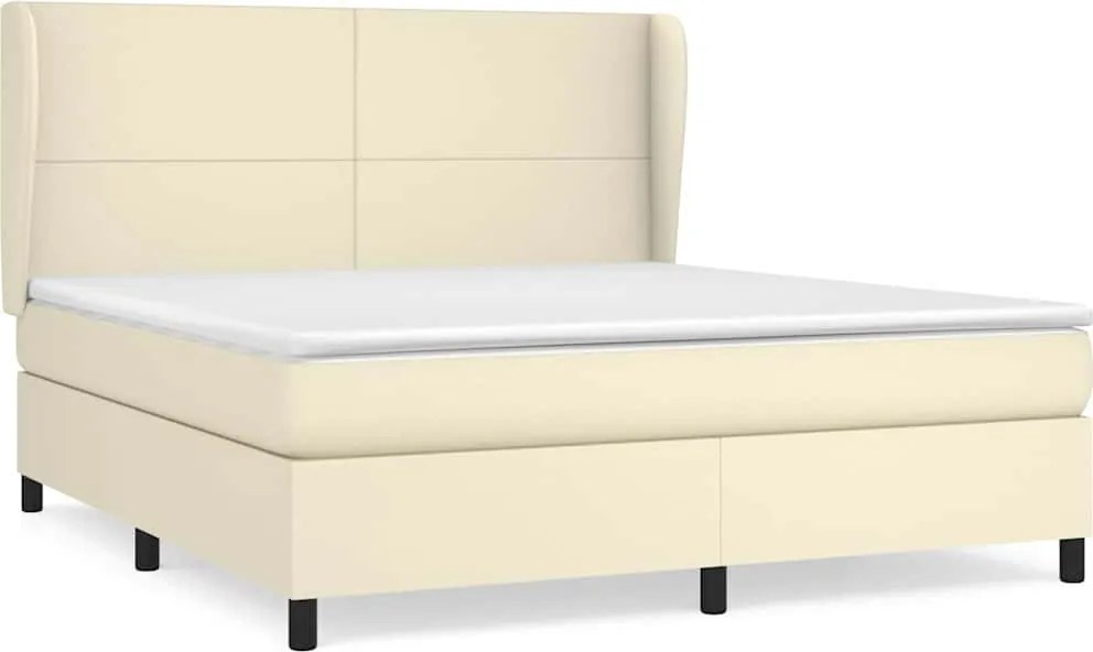 Box spring postel s matrací krémová 160x200 cm umělá kůže 3128921