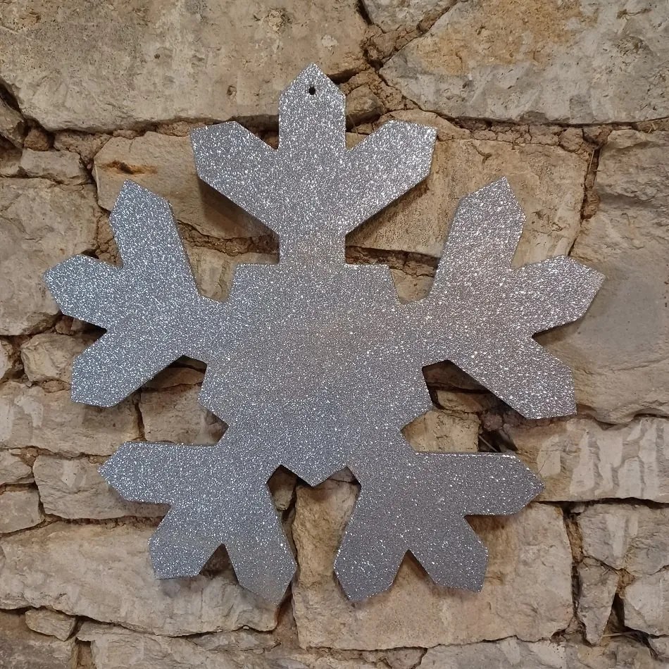 Vánoční ozdoba vločka I, pr. 80 cm, stříbrná, překližka, venkovní