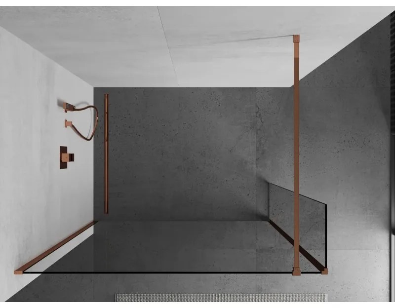 Mexen Kioto, sprchový kout typ Walk-in 90 x 30 cm, 8mm čiré sklo, profil růžové zlato, 800-090-212-60-00-030