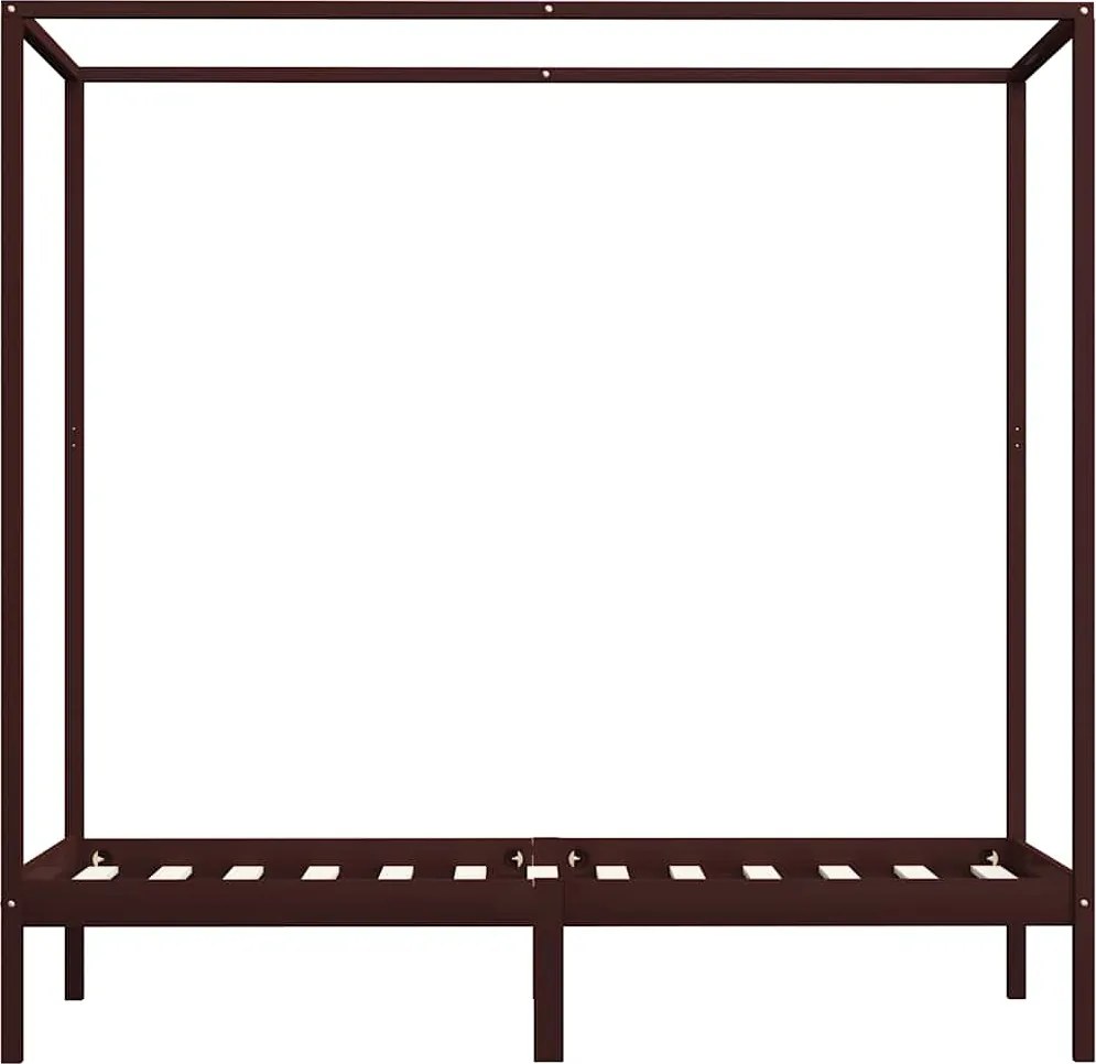 Rám postele s nebesy tmavě hnědý masivní borovice 100 x 200 cm 283269