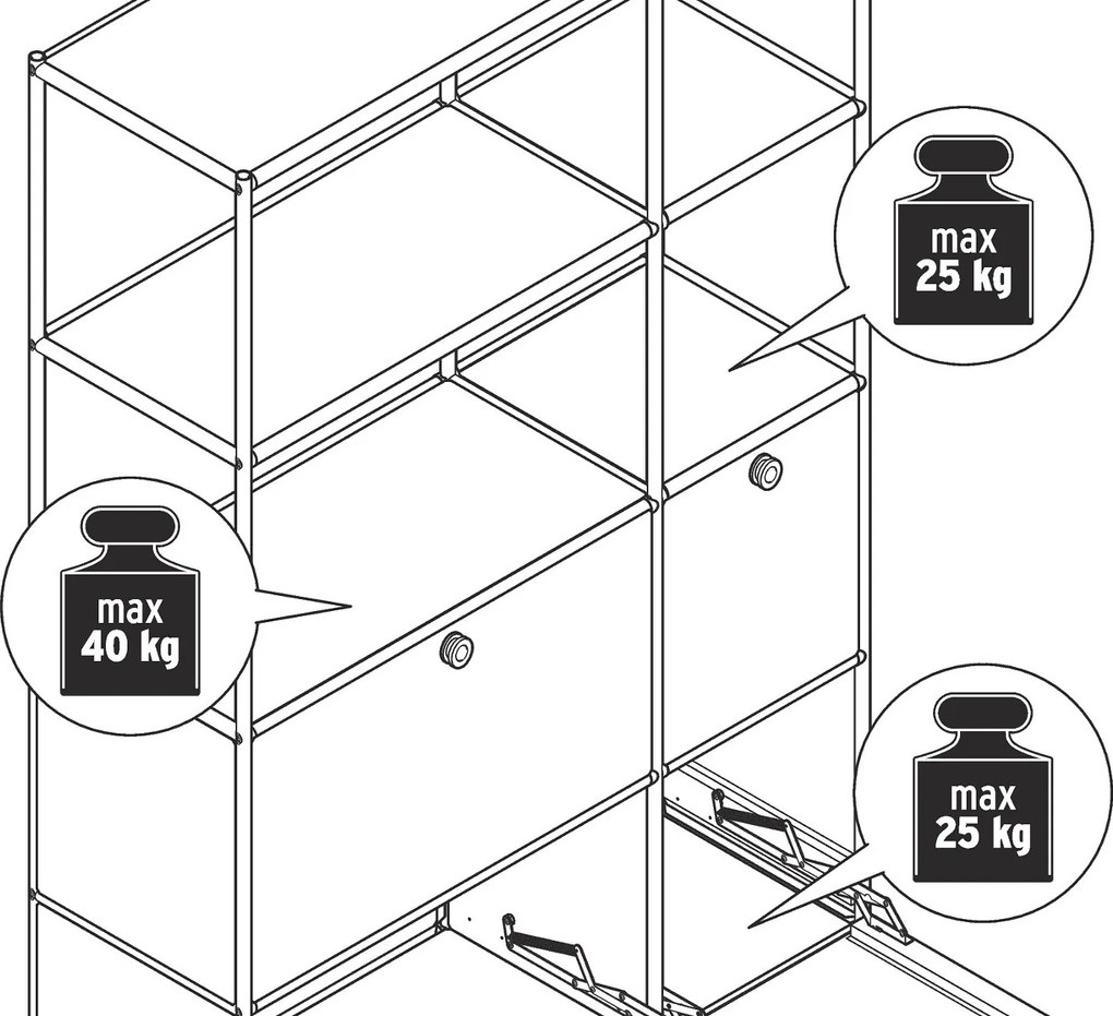Tchibo - Kovový regál CN3 se 4 výklopnými dvířky - barva: bílá