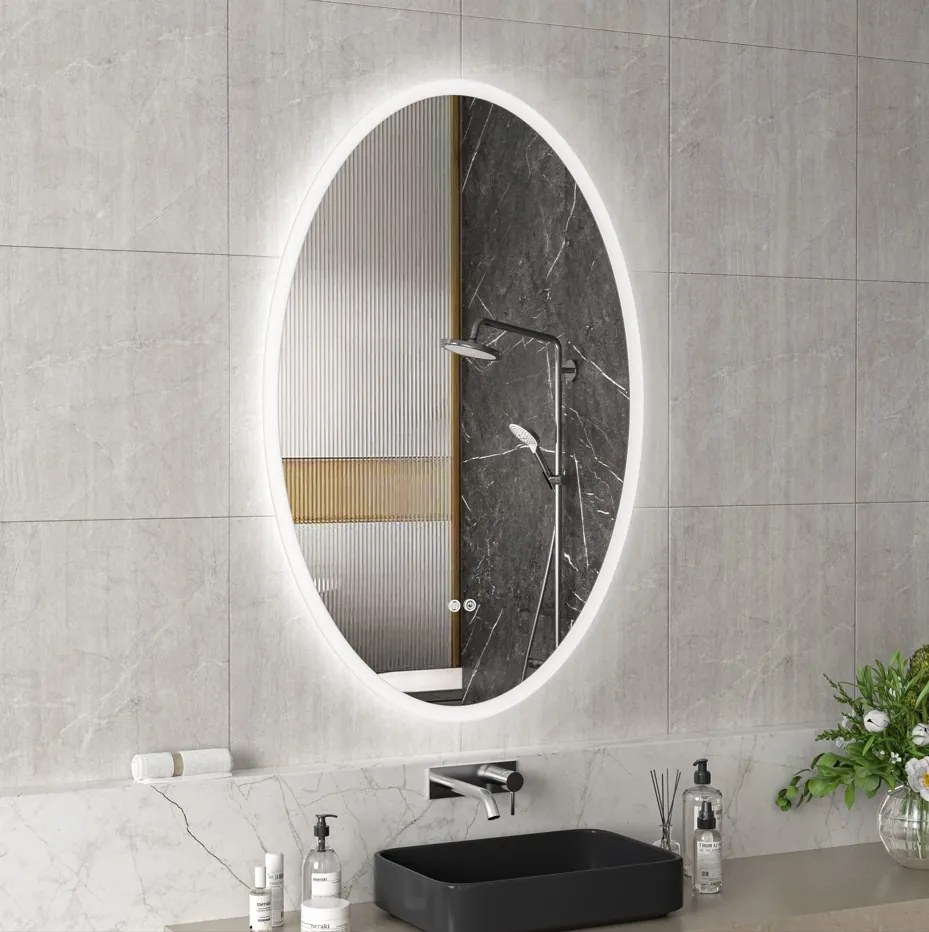 Erga Paola, oválné LED zrcadlo 80x120cm, 2990 lm, 3 barvy světla, přední a zadní osvětlení, ERG-V01-302-1280-00