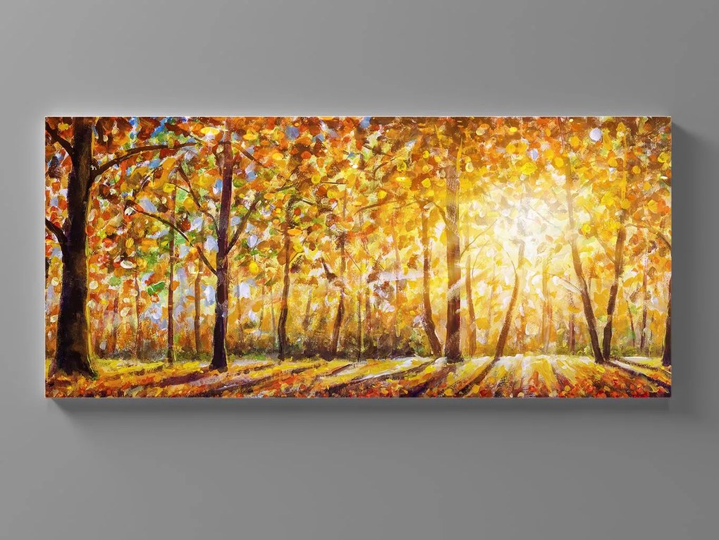 XXL obraz malba podzimního lesa Rozměr: 300 x 150 cm