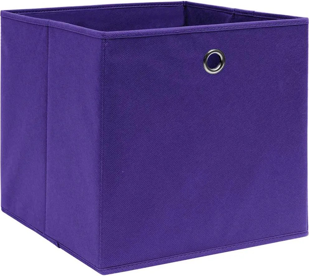 Úložné boxy 10 ks fialové 32 x 32 x 32 cm textil 288355