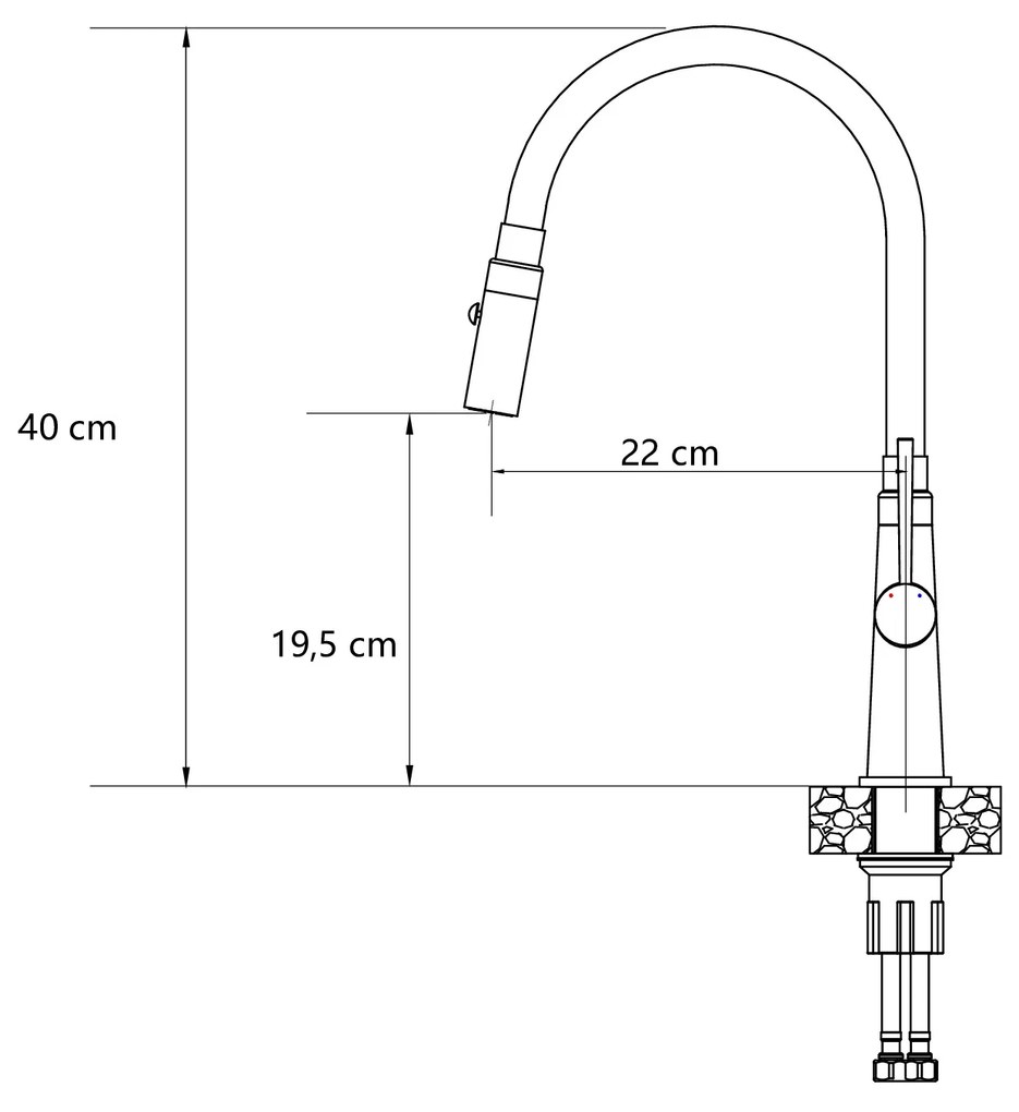 Černá/nerez ohebná dřezová baterie QUADRON GINA se sprchou
